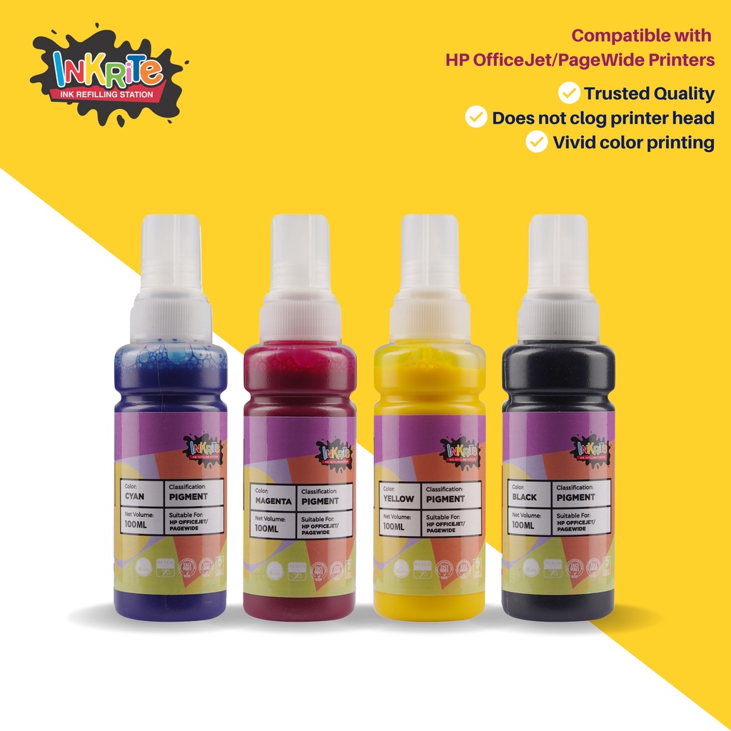 Inkrite Pigment Ink for HP OfficeJet PageWide Printers, 100 ml | Shopee ...