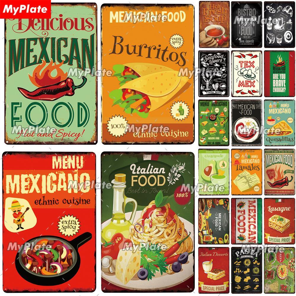 2024 MEXICAN FOOD Metal Sign Metal Plaque Vintage Fast Food Tin Sign ...
