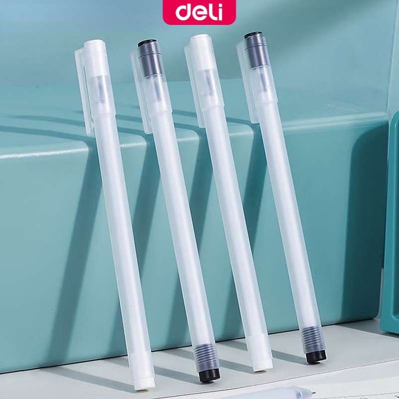 Deli 0.5mm Transparent Frosted Gel Pen Black Ink Pen Writing Sign Pen ...