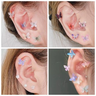 1 Pair Butterfly Stud Earrings Hypoallergen Multicolor Resin Ear ...