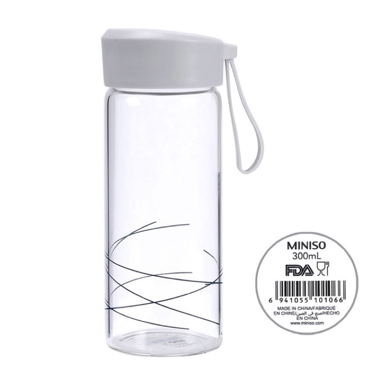 MINISO Glass Drinking Bottle 300 ml BPA Free | Shopee Philippines