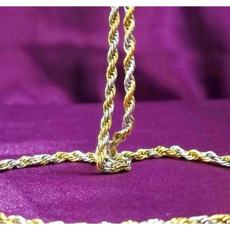 Two-tone stainless rope chain high quality non tarish | Shopee Philippines