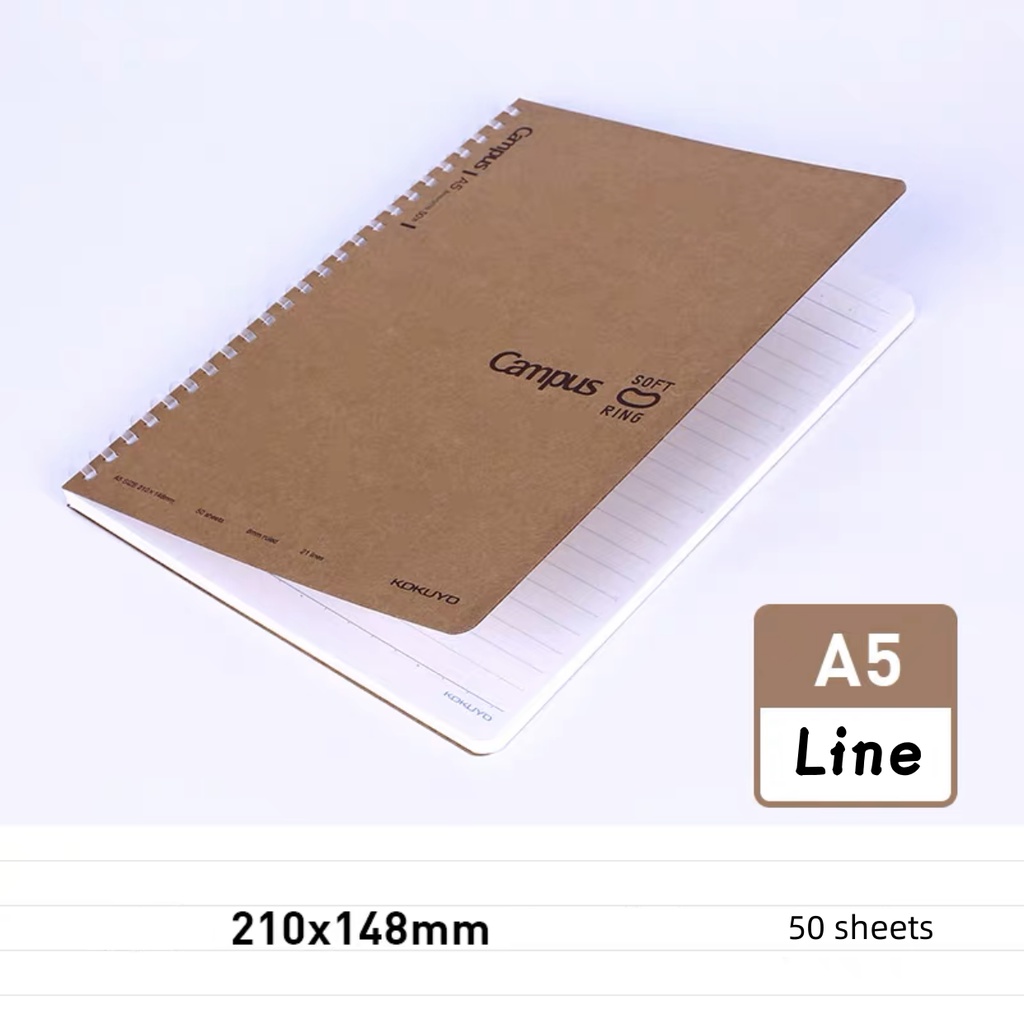 Penlab Kokuyo Soft Ring Coil Book Campus Kraft Paper Cover A5 B5 Line Grid Notebook Diary Memo ...