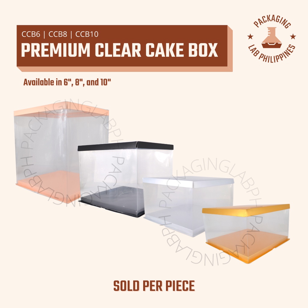 [1 PC] Premium Clear Cake Box - Colored Acetate Cake Box in Pink Black ...
