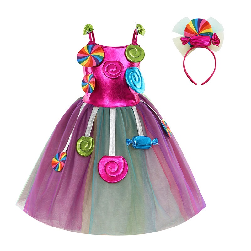 Kid Carnival Sweet Candy Costume Girl Clothes Birthday Fancy Rainbow ...