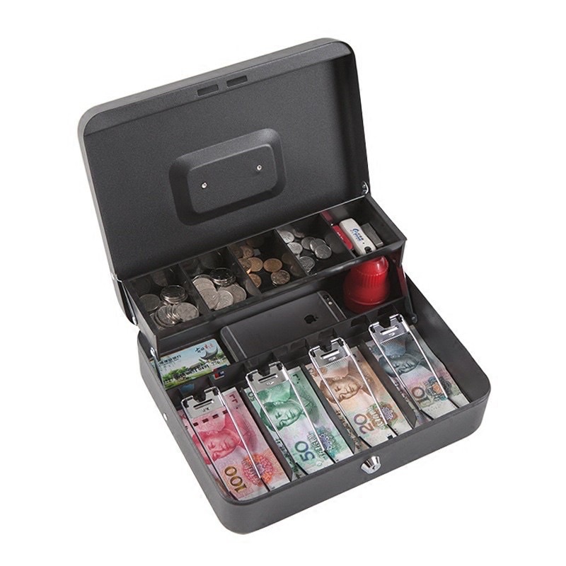 Metal Cash Box 12inches/30cm Cash Box Portable Money Secret Security ...