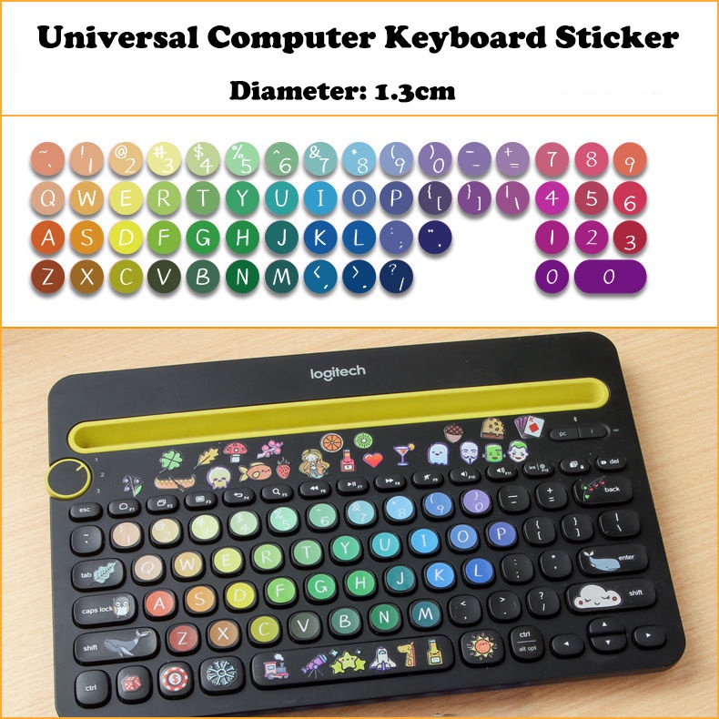 Round Universal Computer Keyboard Sticker Button Film Single English ...