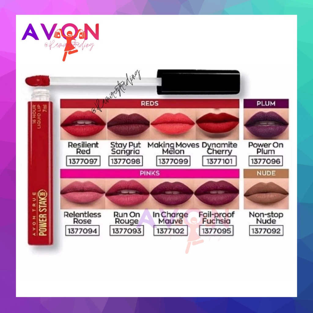 AVON POWER STAY 16HR MATTE LIPSTICK COLOR 7ML 100% ORIGINAL | Shopee ...
