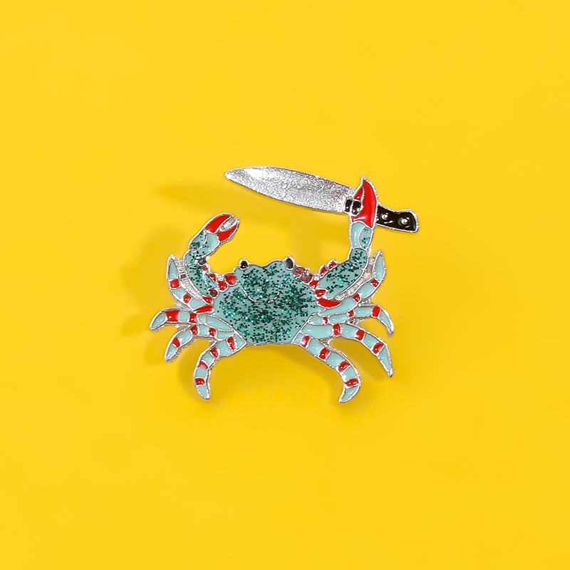 Blue Crab Enamel Pin Cute Stabby Crab Brooch Badges Clothes Lapel Pin ...
