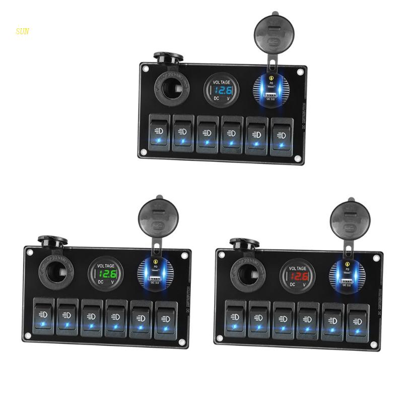 SUN Car Voltmeter On/Off Power Button 6 Position Toggle Switch Control ...