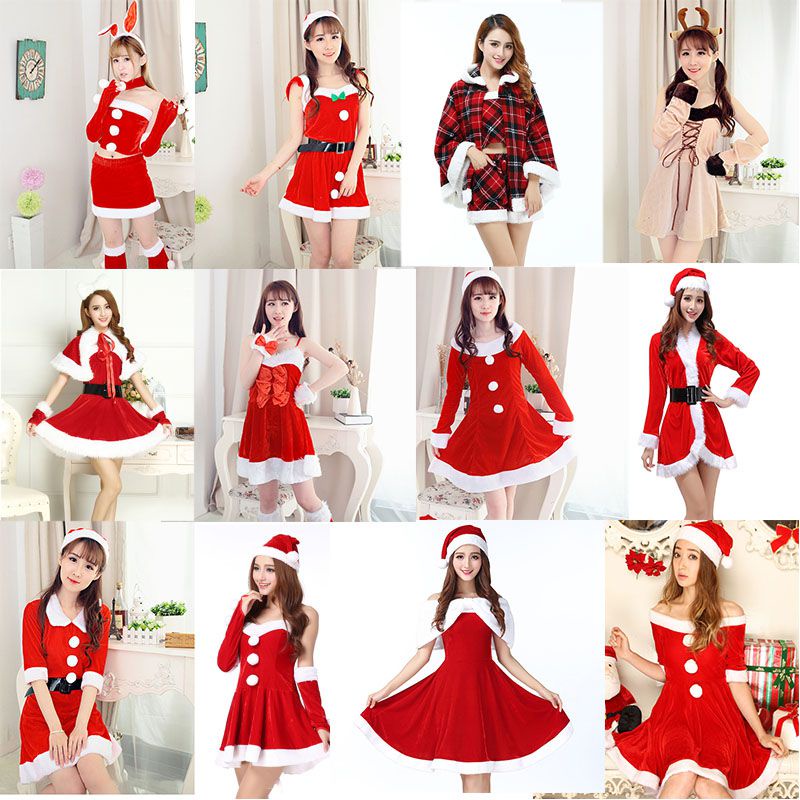 Women Santa Claus Christmas Costume Cosplay XMAS Fancy Dress Outfits ...