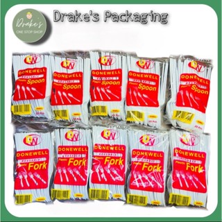 [25pcs] Disposable Spoon and Fork White And Black Spork Set per pack ...