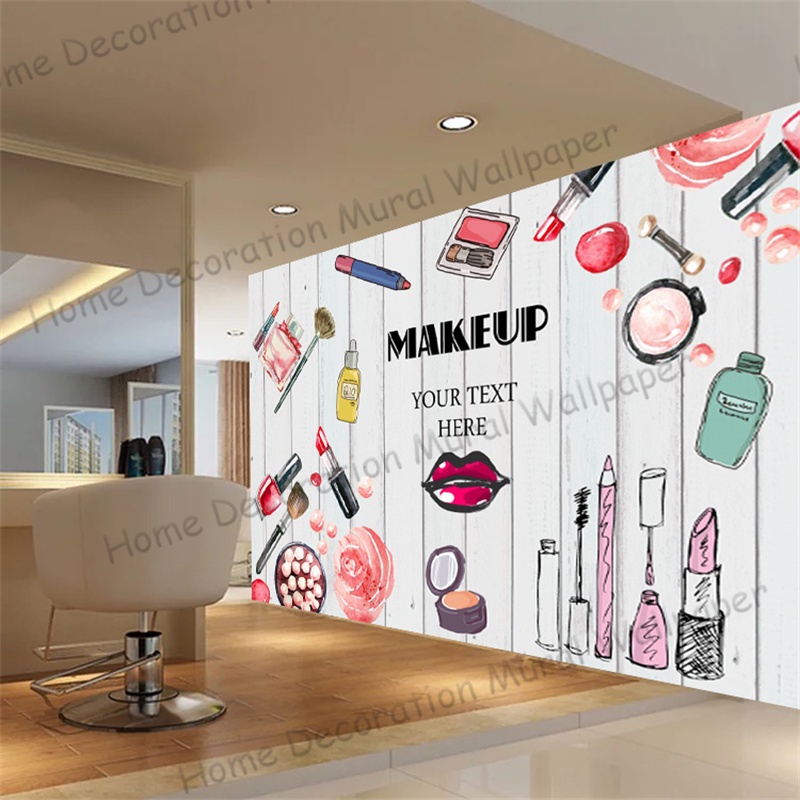 Custom 3D Text Makeup Wallpaper Industrial Decor Mural Makeup Shop ...