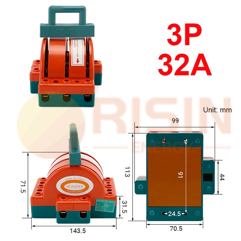 Professional Supply RISIN Heavy Duty 2P 3P 4P 32A 60A 100A Double Throw ...