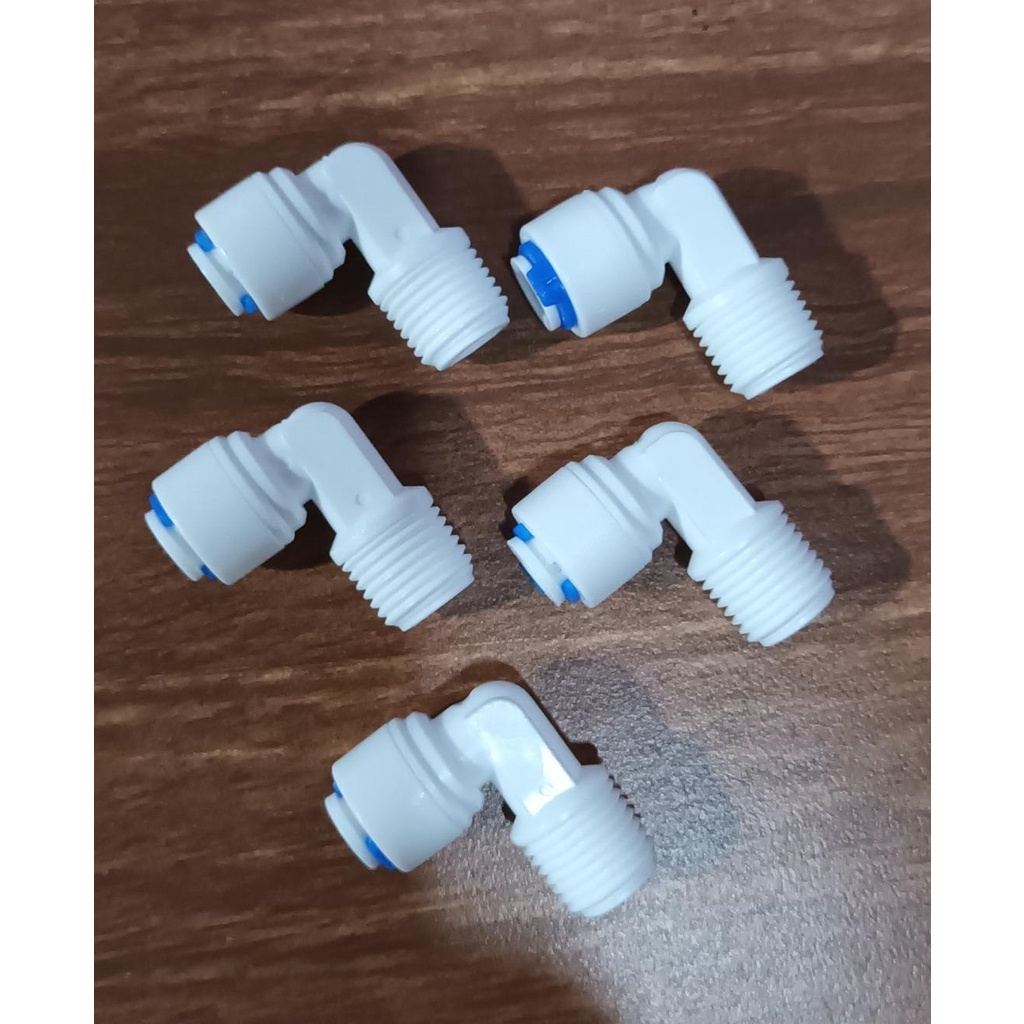 5pcs - RO Fittings Elbow Male Adapter ( 1/4"OD Quick Connect X 1/4"BSPT ...