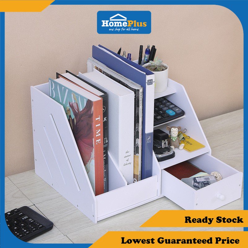 HOMEPLUS Desktop Wooden File Information Book Rack File Rack Office ...