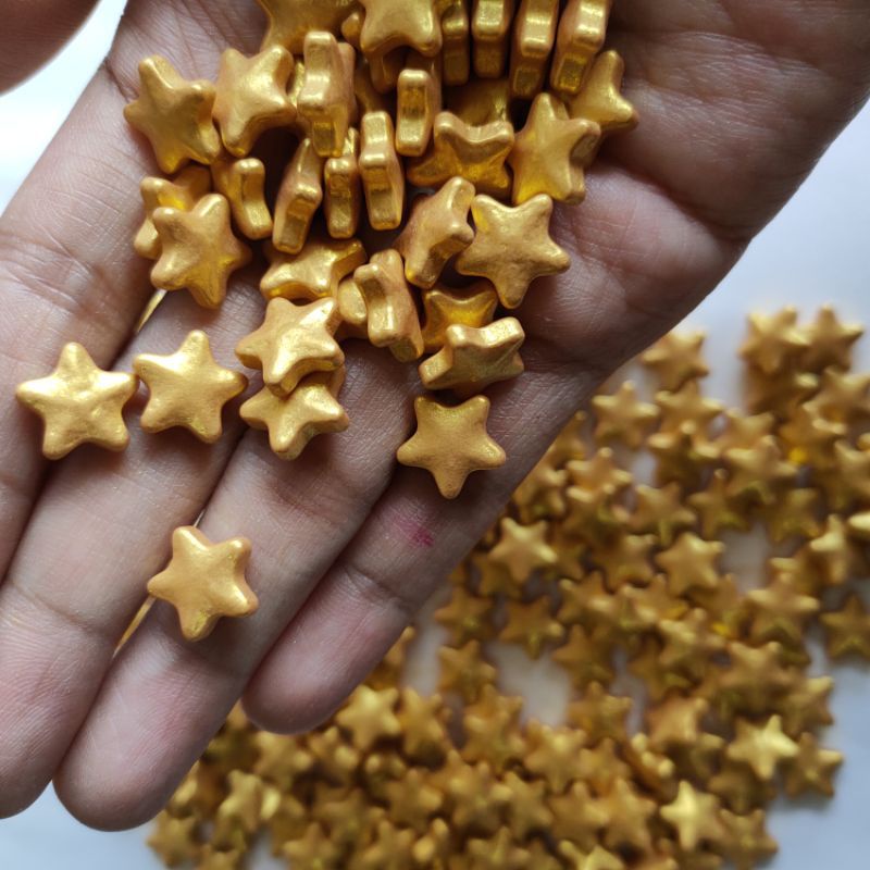Spikel/Sprinkle Bintang gold/Star gold (MAKABLE/FOODGRADE) | Shopee ...