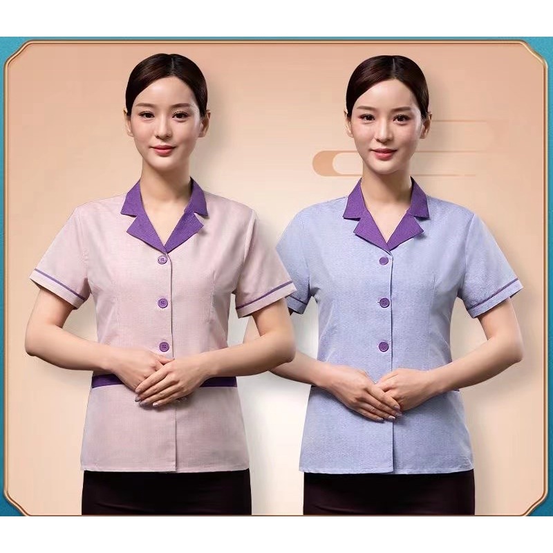 Short Sleeve Clean Tops Workwear Summer Women Hotel Service Property ...