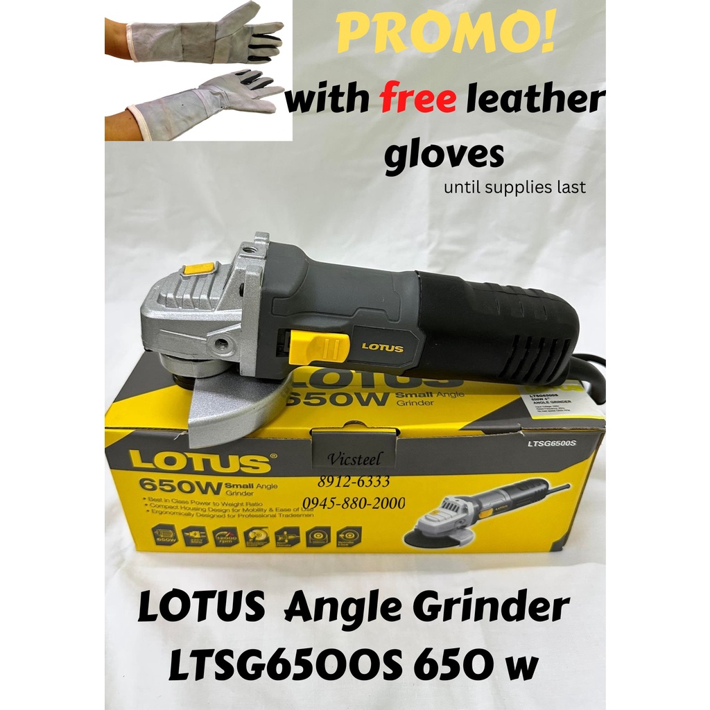 Lotus Angle Grinder LTSG6500S 650w with free leather gloves | Shopee ...