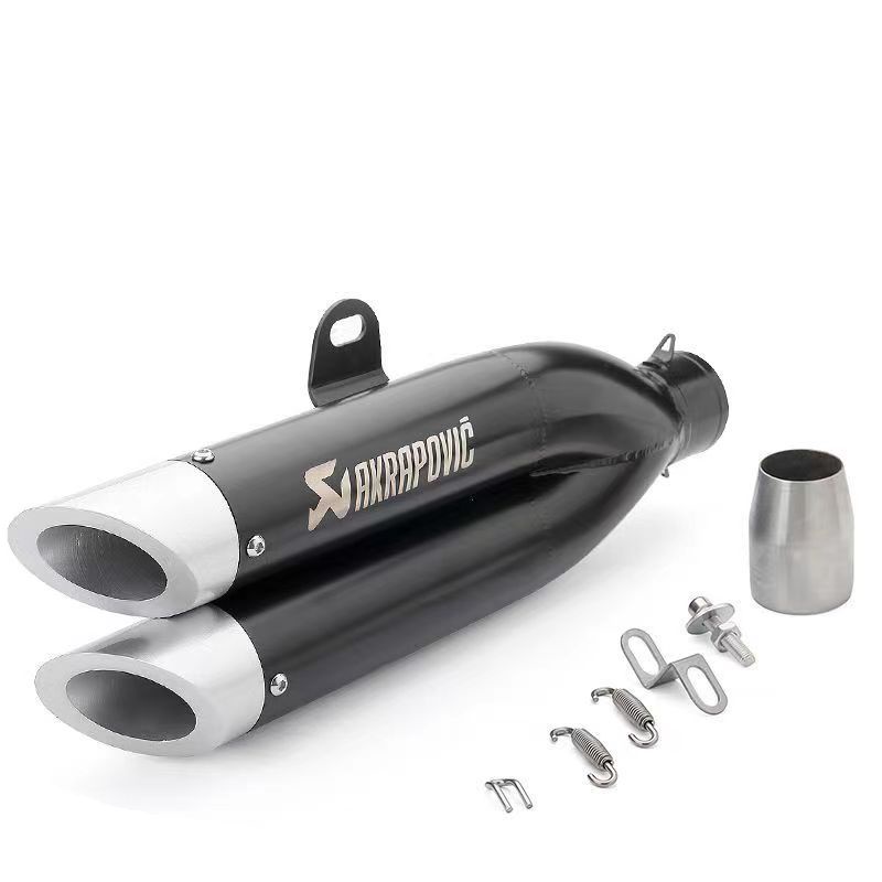 Motorcycle dual outlet 38-51mm exhaust pipe silencer tail pipe rear ...