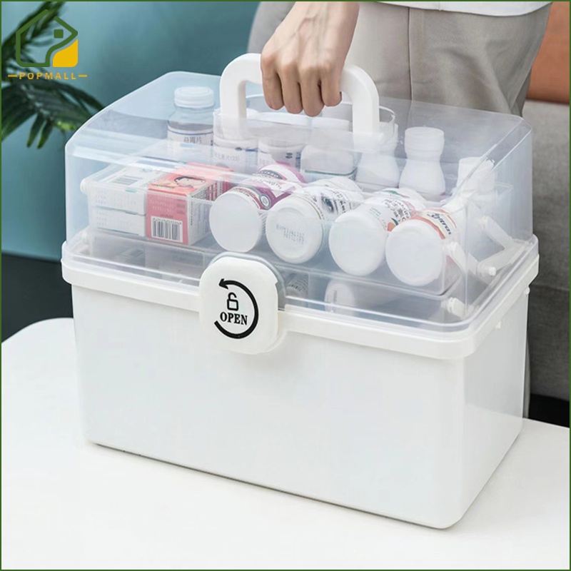 PoP First Aid Kit Storage Box Plastic Multi-Functional Family Emergency ...
