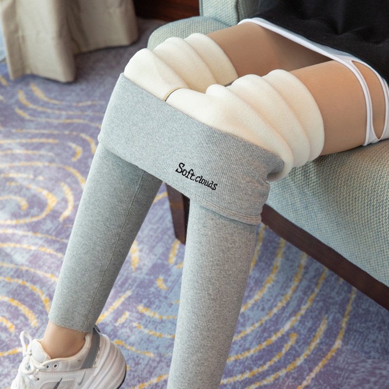 Women Lamb Fleece Leggings Autumn Fleece Thickened Thermal Cotton ...