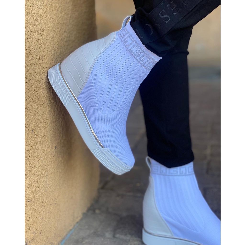 Guess High Top Sneaker In White Wool | Shopee Philippines
