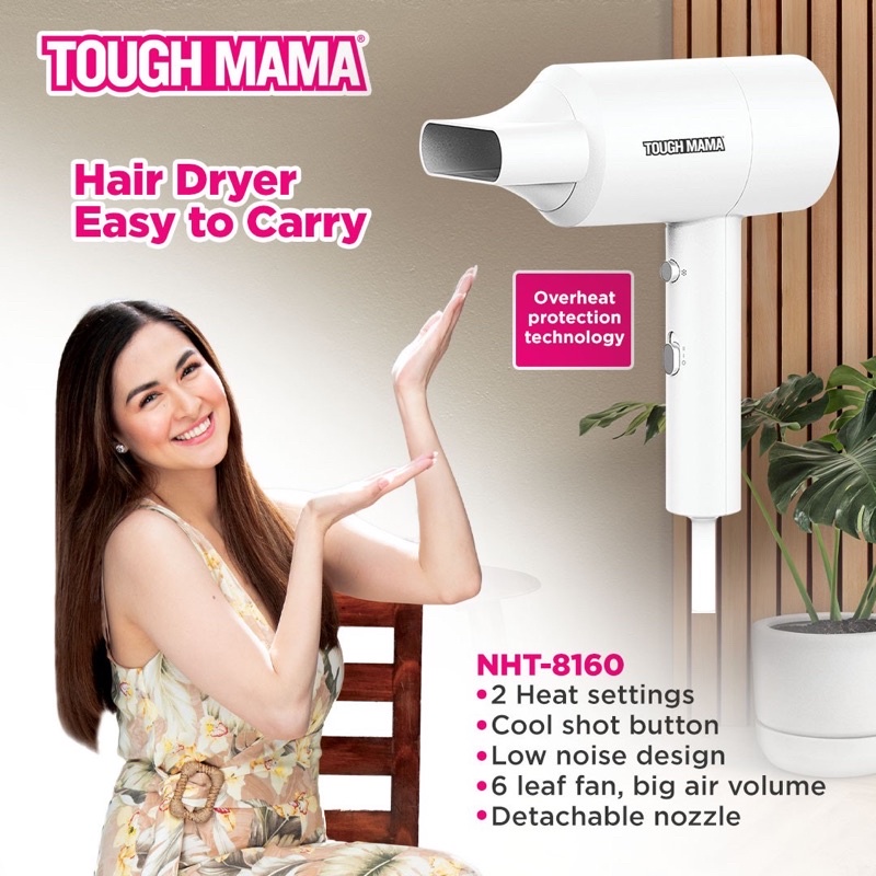 Tough Mama NHT-8160 Hair Dryer White Blower Handy Hair Dryer Cool ...
