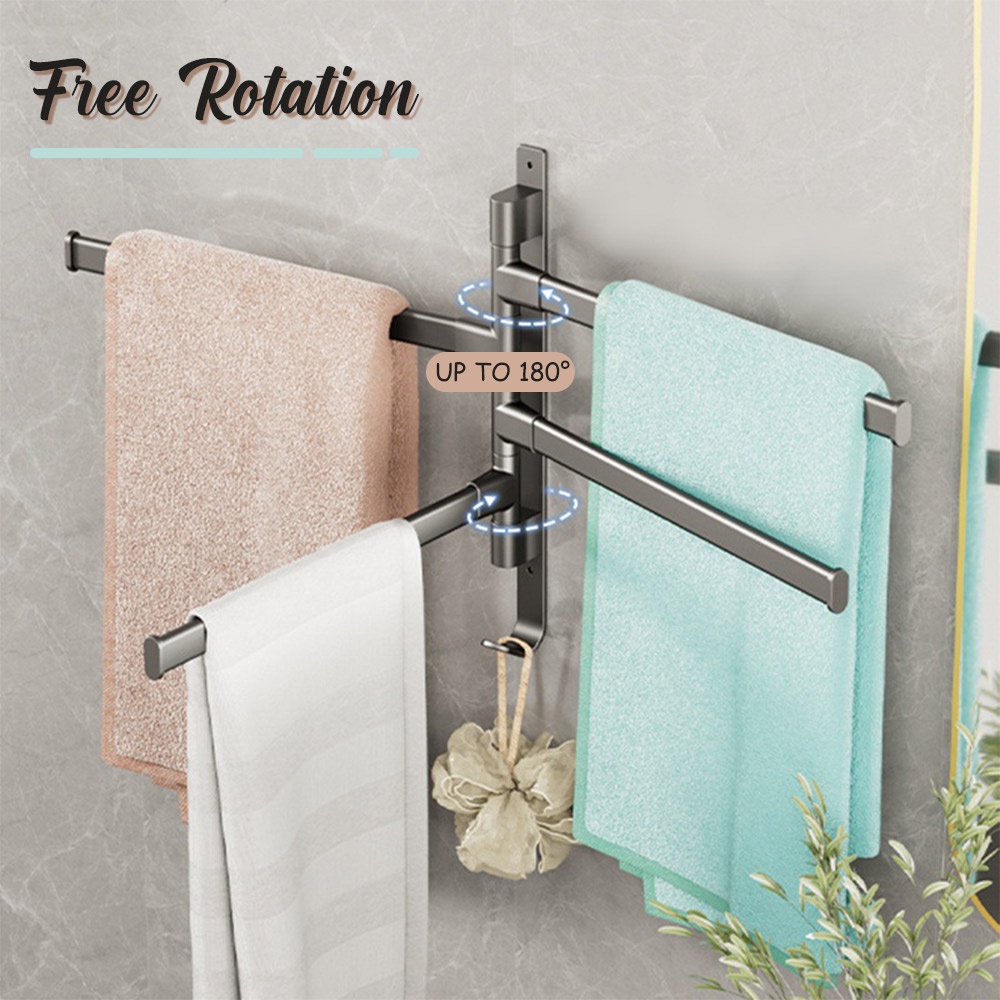 Bathroom Rotating Towel Rack Swing Arm Hanger Closet Organizer Hanging ...
