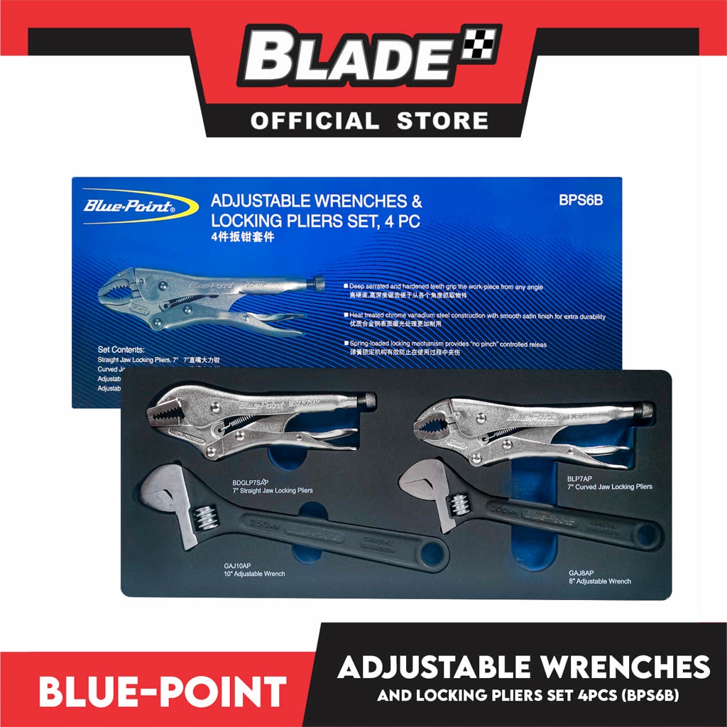Blue-Point Adjustable Wrenches And Locking Pliers Set, Set Of 4pcs ...