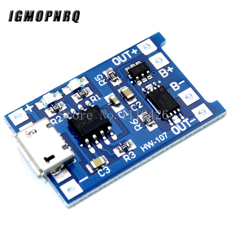 Micro USB 5V 1A 18650 TP4056 Lithium Battery Charger Module Charging ...