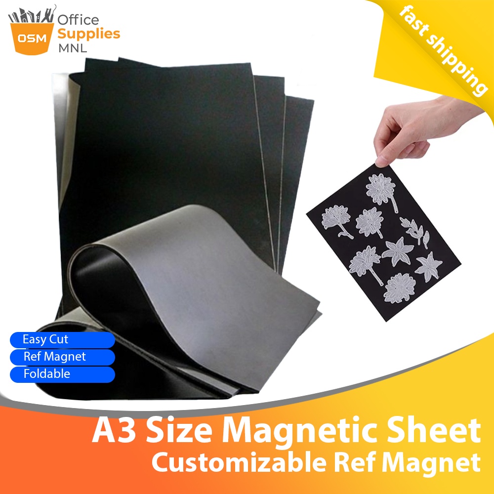 A3 Size Magnetic Sheet Customizable Ref Magnet Easy Cut and Foldable (1 ...