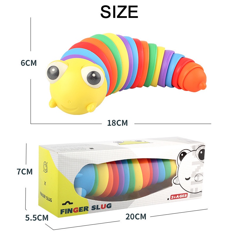 Slug Toy rainbow color stress reliever Caterpillar for Children Gift ...