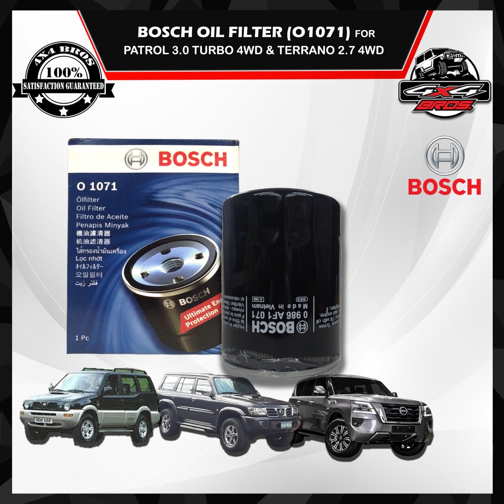 BOSCH OIL FILTER for Patrol, Patrol 3.0 Turbo 4WD, Terrano 2.7 4WD (O ...