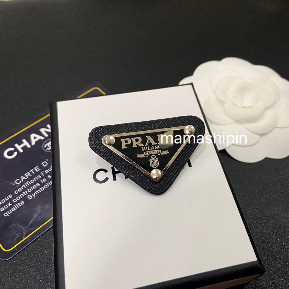 Prada P's Inverted Triangle Classic Metal Elegant Socialite Brooch ...