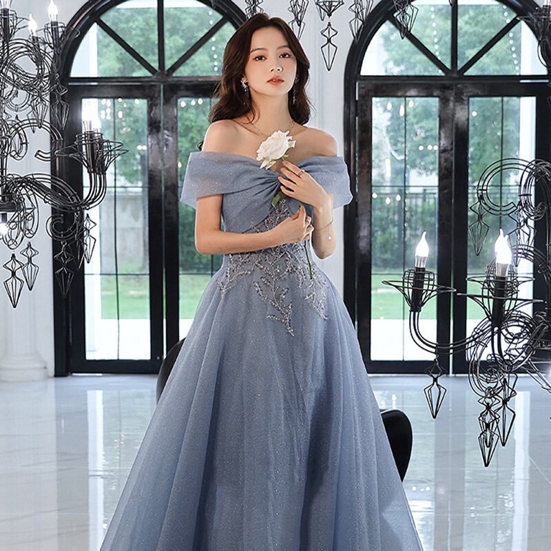 Blue Dinner Evening Dress Formal Dress For Women Elegant Classy Gown ...