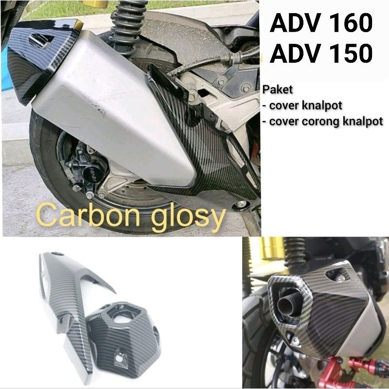 Honda ADV 150 / ADV 160 carbon exhaust cover + exhaust funnel package ...