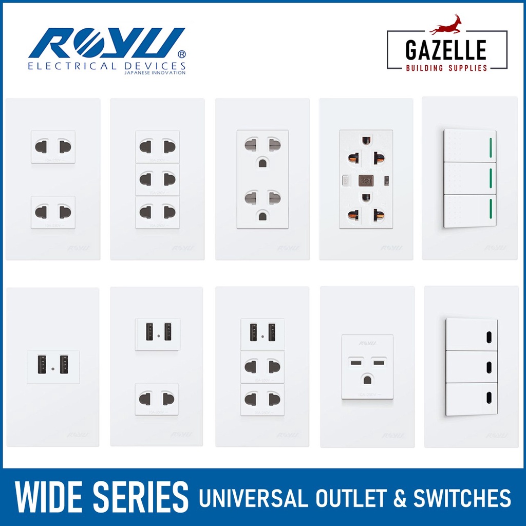 Royu Wide Series Switches and Outlet Sets - Universal / Duplex ...
