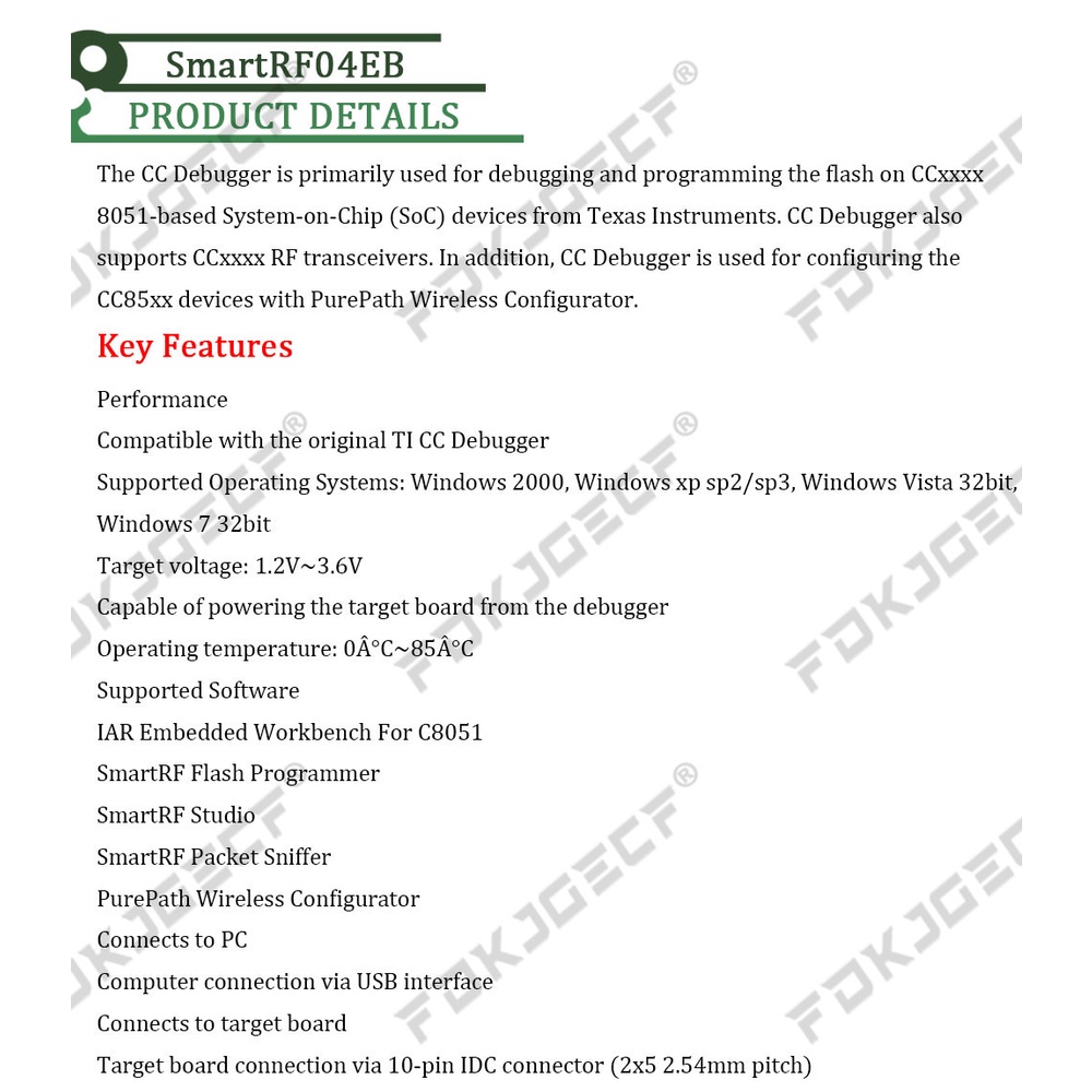 SmartRF04EB CC1110 CC2530 ZigBee Module USB Downloader Emulator MCU M100 Powered by 5v micro USB ...