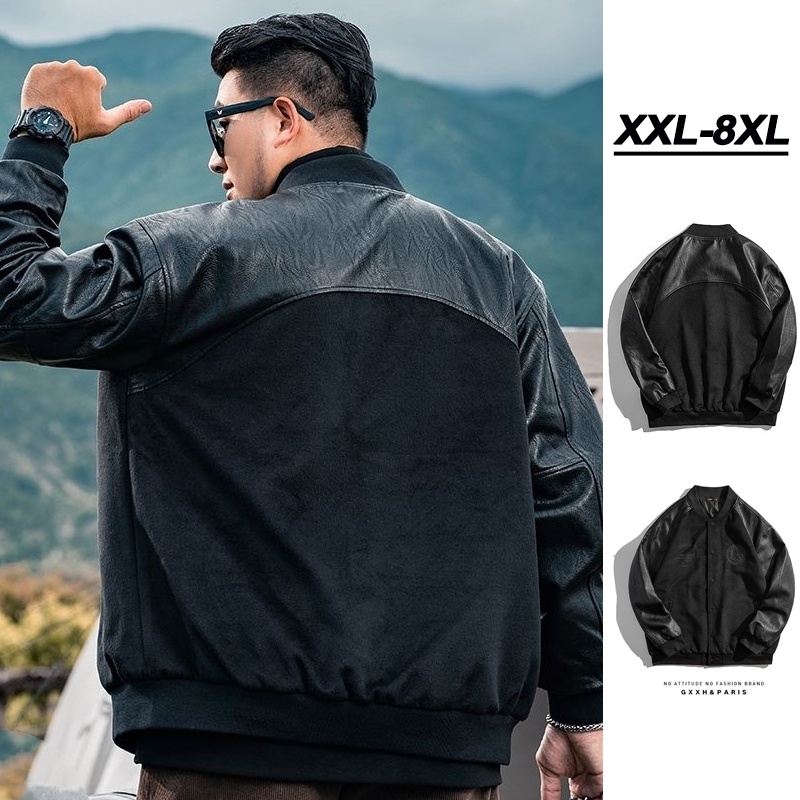 XXL-8XL Korean Style Plus Size Baseball Uniform Men Patchwork Jacket ...