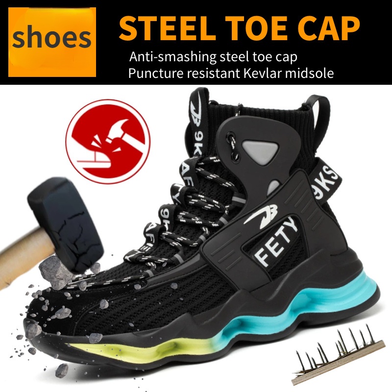 Safety Shoes Men's Casual Steel Toe Cap Protective Work Shoes Breathable Anti-smashing | Shopee ...