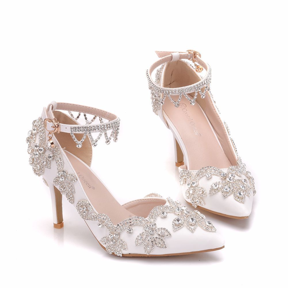 Queen'8cm Rhinestone Beaded High Heels | Shopee Philippines