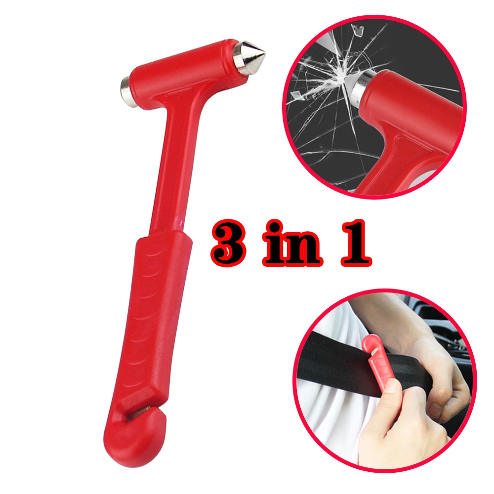3 In 1 Car Emergency Hammer Emergency Hammer Life Saving Escape Safety Hammer Seat Belt Cutter ...