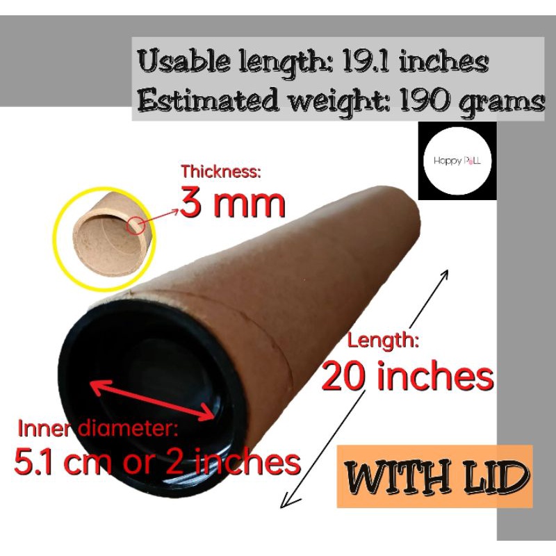 20 inches length, 5.1cm inner diameter Poster tube/mailing tube ...