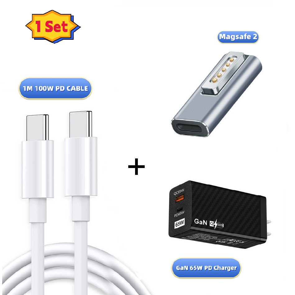 ACCEZZ 3 in 1 USB-C PD Magnetic Adapter For Magsafe 2 1 Charge With GaN ...