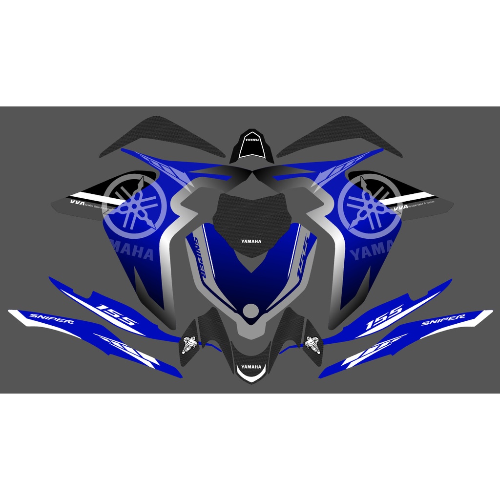 Sniper 155 Yamaha Y16ZR RACE BLUE Decals Glossy Material Sticker ...