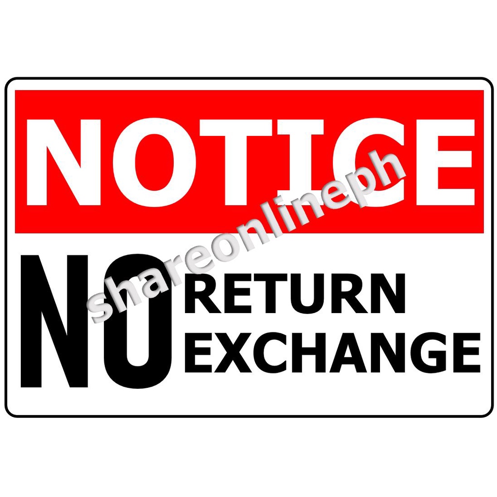Laminated Signages No Return No Exchange Sticker Signage Sign Boards No ...