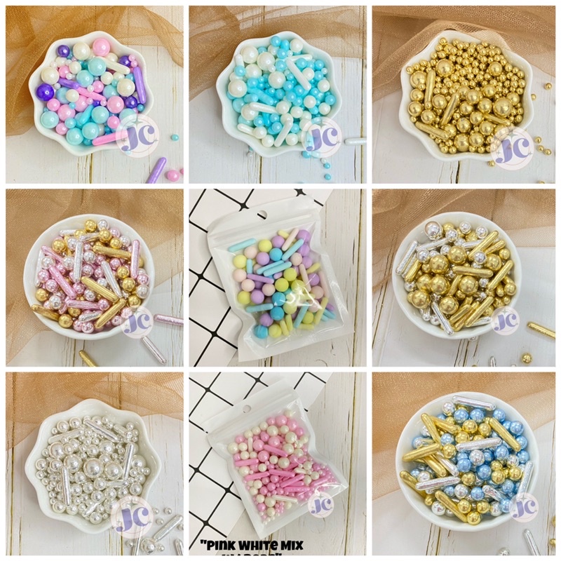 50g Assorted Dragees with Rods Sprinkles Cake Decoration | Shopee ...