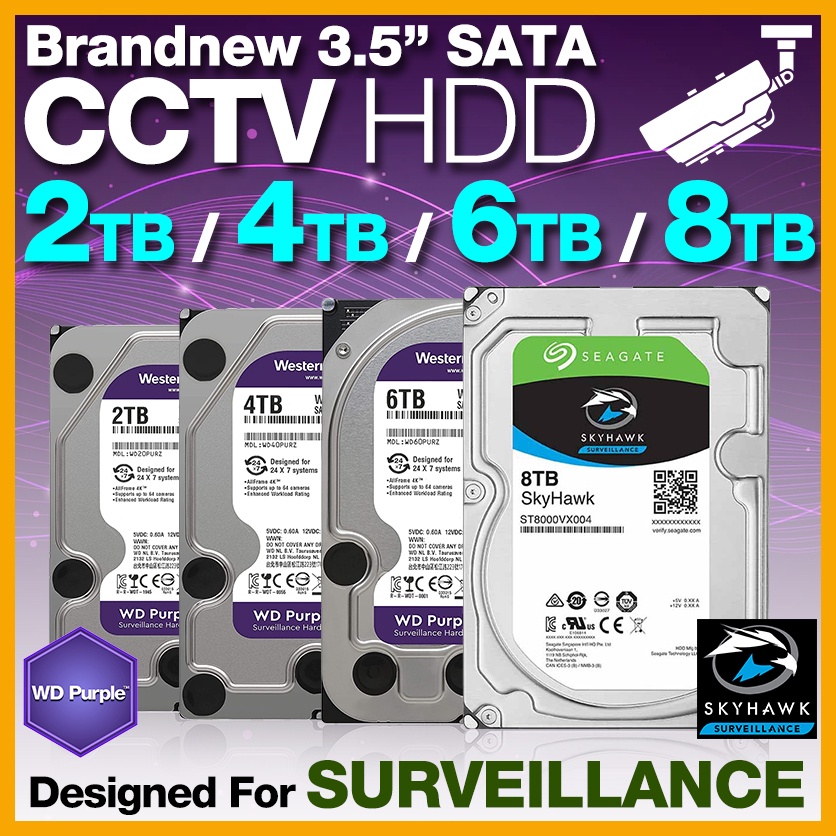B/N CCTV HDD - WD PURPLE 2,4,6TB SEAGATE SKYHAWK 8TB | Shopee Philippines