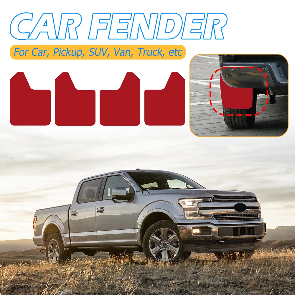 4x Red Universal Splash Guard Mud Flaps for Car Pickup SUV Fender ...
